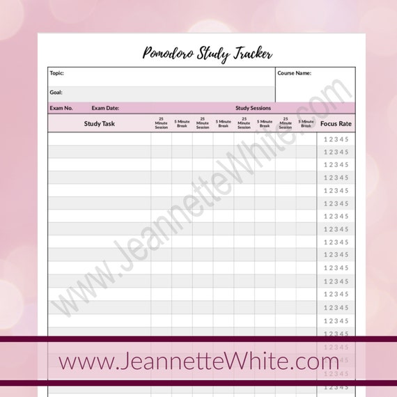 Pomodoro Study Session Tracker | Etsy