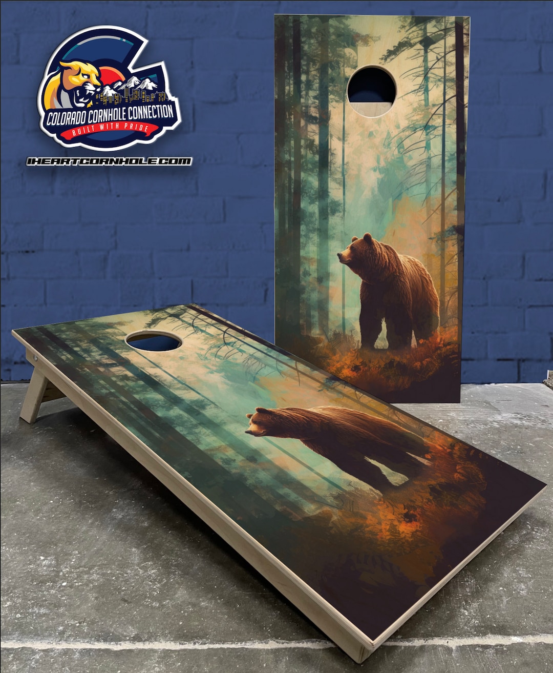 Bear in the Forest Cornhole Boards - Etsy