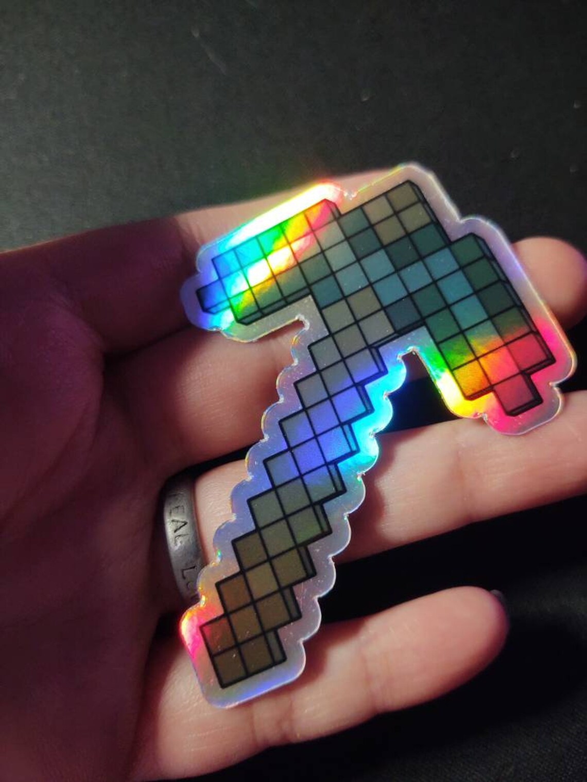 Minecraft Holographic Enchanted Diamond Pickaxe Vinyl Sticker | Etsy