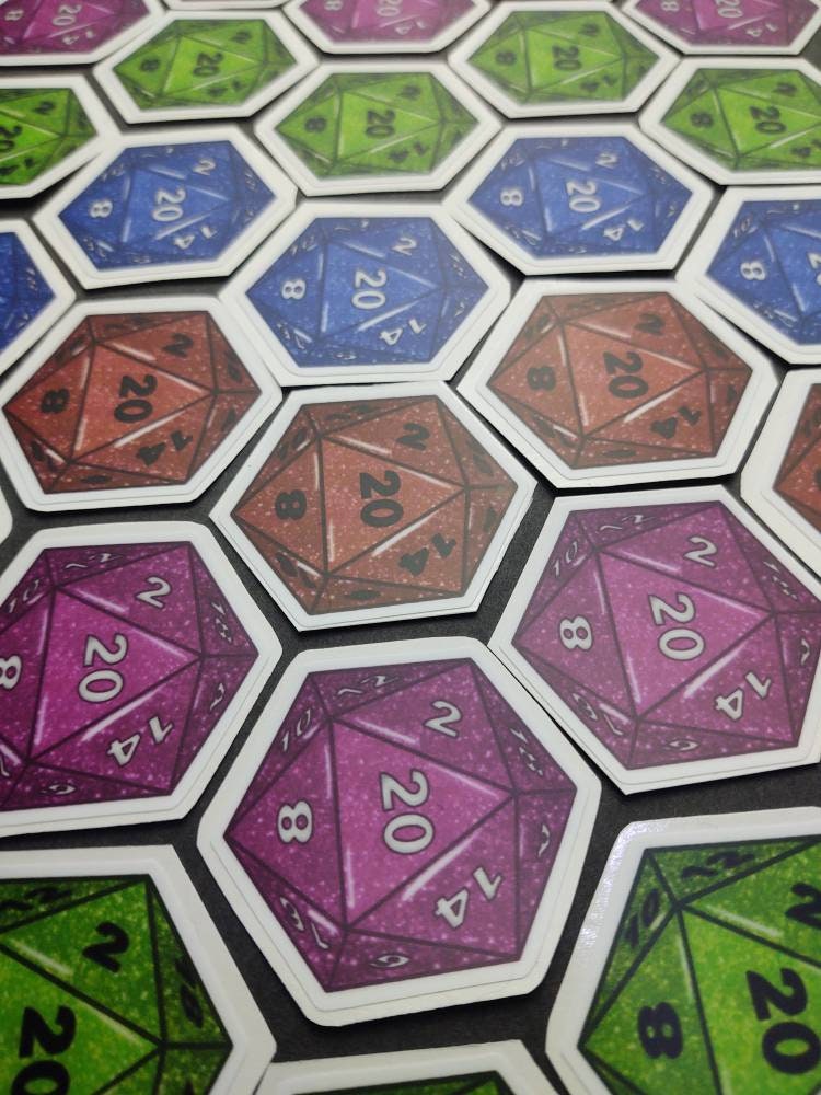D20 Sticker Vinyl Sticker Red Blue Green Pink Scratch | Etsy