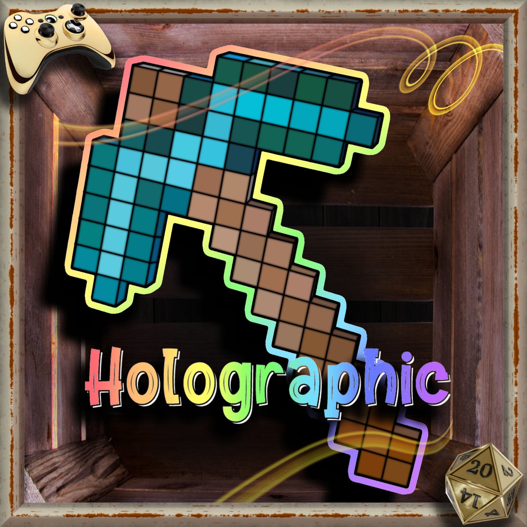 Minecraft Holographic Enchanted Diamond Pickaxe Vinyl Sticker - Scratch ...