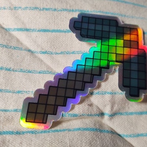 Minecraft Holographic Enchanted Diamond Pickaxe Vinyl Sticker - Scratch ...