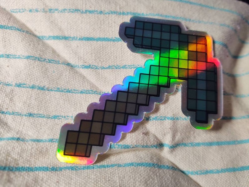 Minecraft Holographic Enchanted Diamond Pickaxe Vinyl Sticker - Etsy