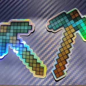 Minecraft Holographic Enchanted Diamond Pickaxe Vinyl Sticker - Scratch ...