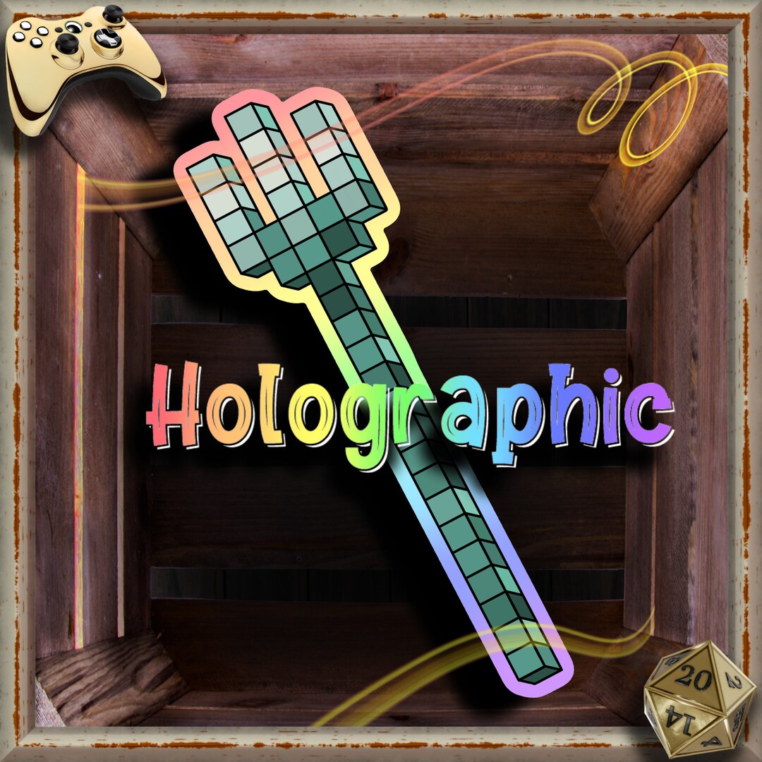 Minecraft Holographic Enchanted Trident Vinyl Sticker Scratch Resistant ...