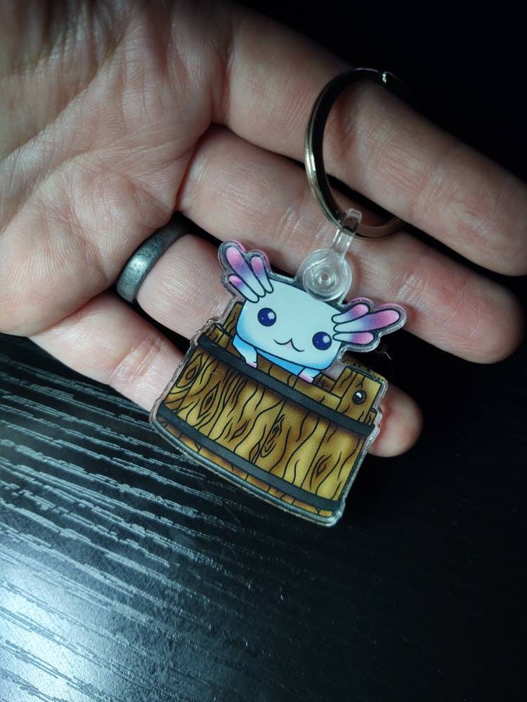 Minecraft Cyan Axolotl Acrylic Keychain Vinyl Sticker - Etsy UK