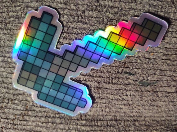 Minecraft Holographic Enchanted Diamond Pickaxe Vinyl Sticker | Etsy