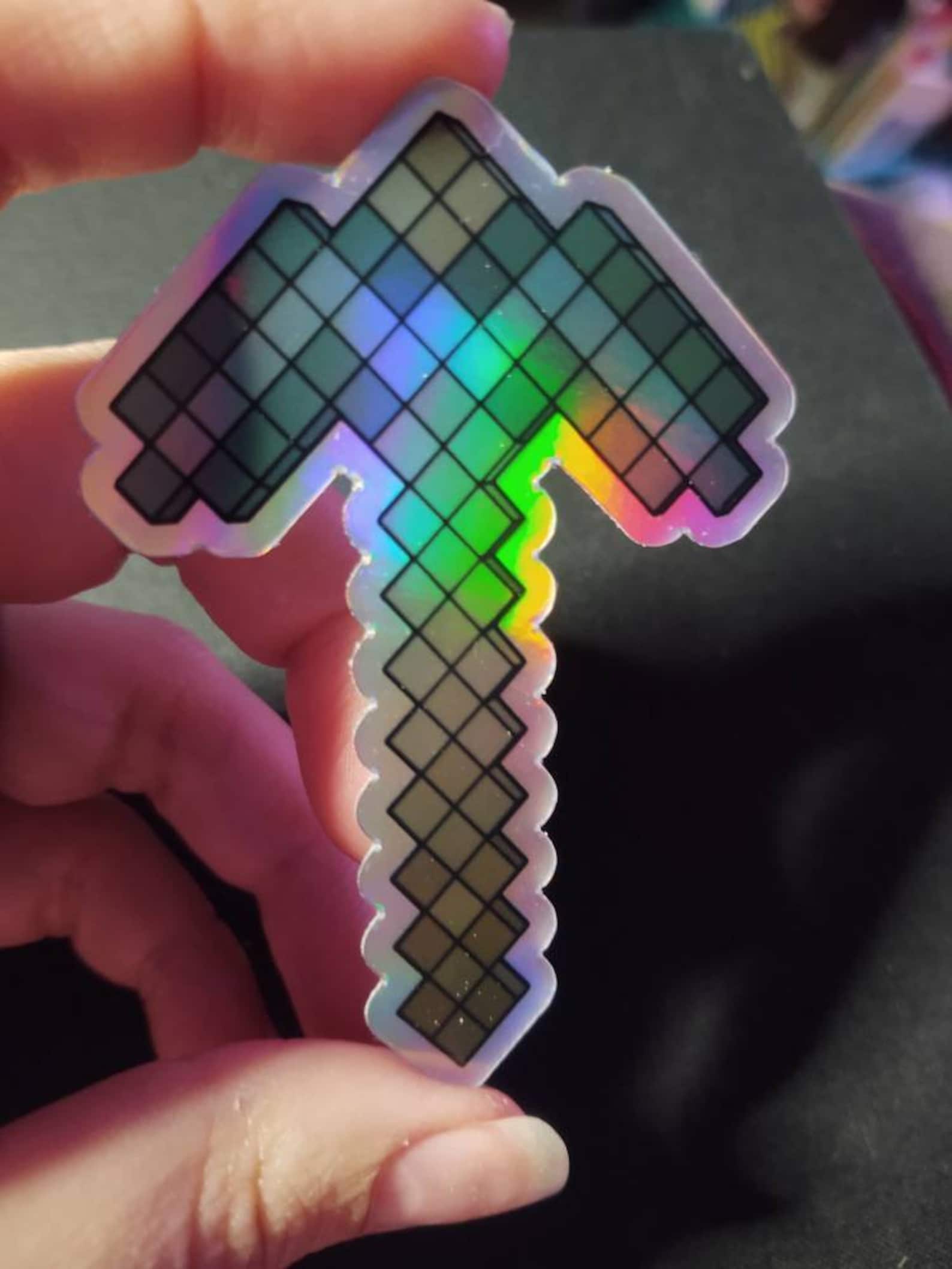 Minecraft Holographic Enchanted Diamond Pickaxe Vinyl Sticker - Etsy