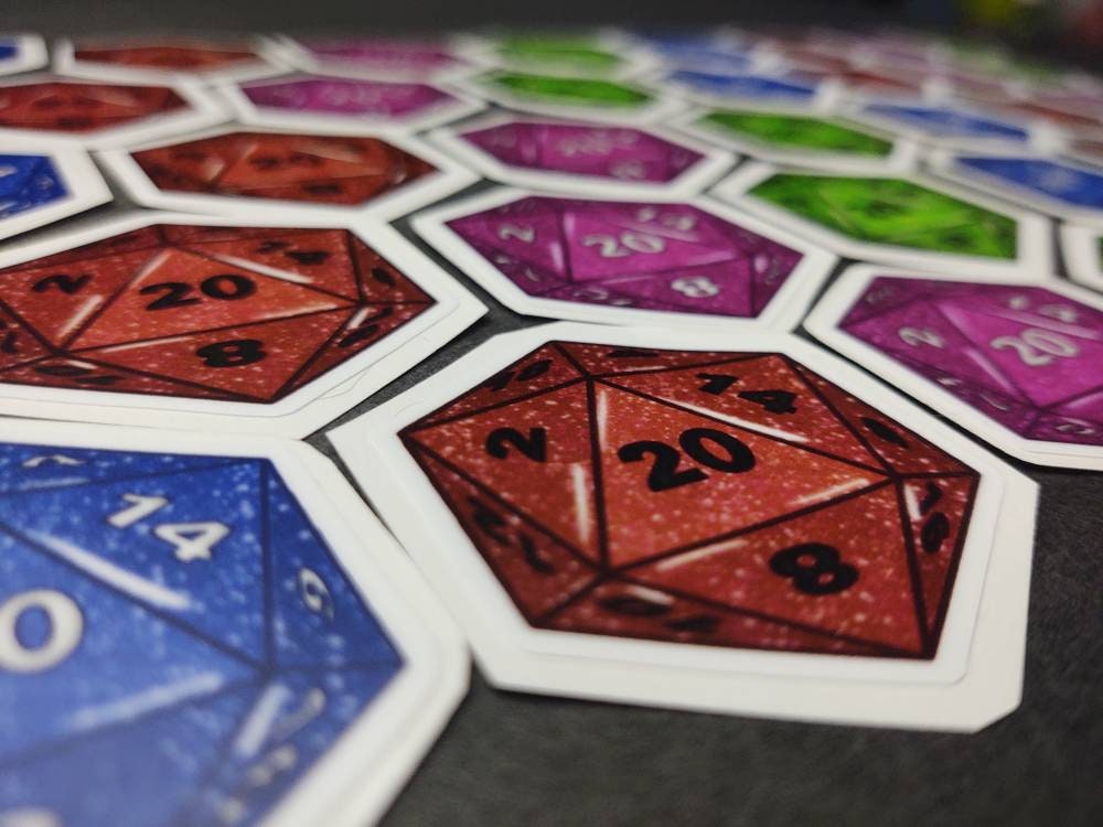 D20 Sticker Vinyl Sticker Red Blue Green Pink Scratch | Etsy