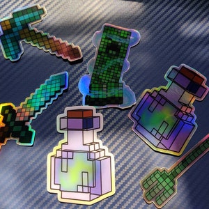 Minecraft Holographic Enchanted Diamond Pickaxe Vinyl Sticker - Scratch ...