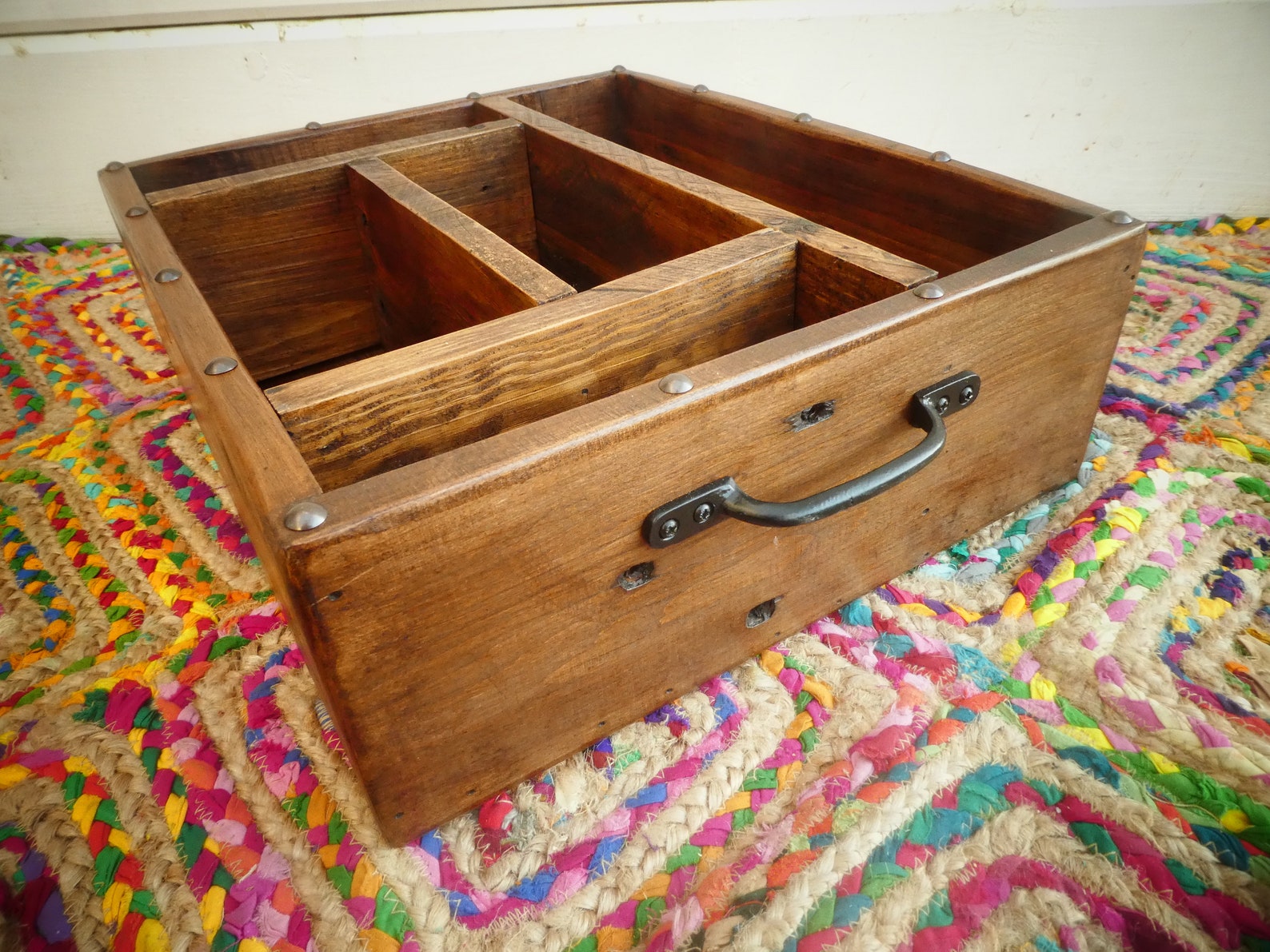 Rustic Handcrafted Wooden Kitchen Caddy / Table Tidy / Tableware ...