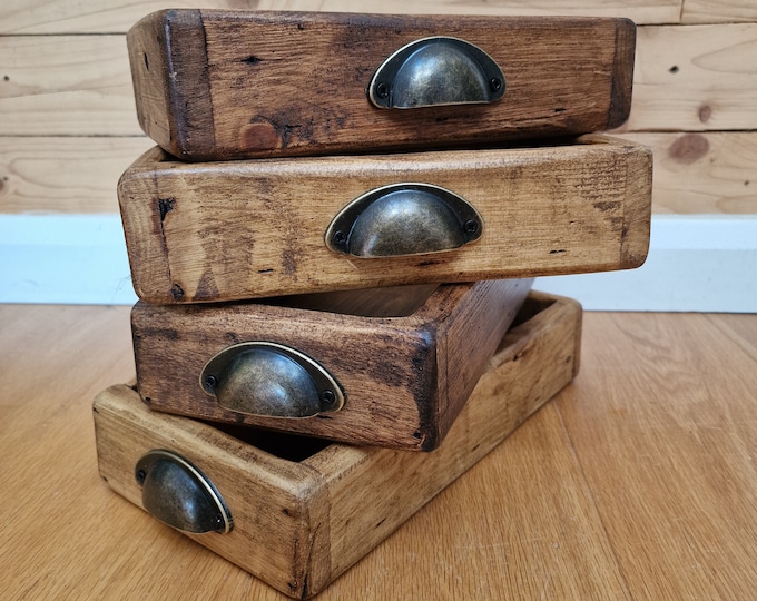 Rustic Reclaimed Wooden Storage Tray / Office Tray / Tea Coffee Tray ...
