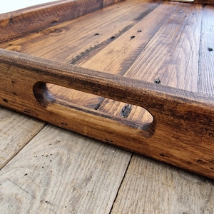 Large Rustic Reclaimed Wood Serving Tray / Hand Crafted Pallet Wood ...