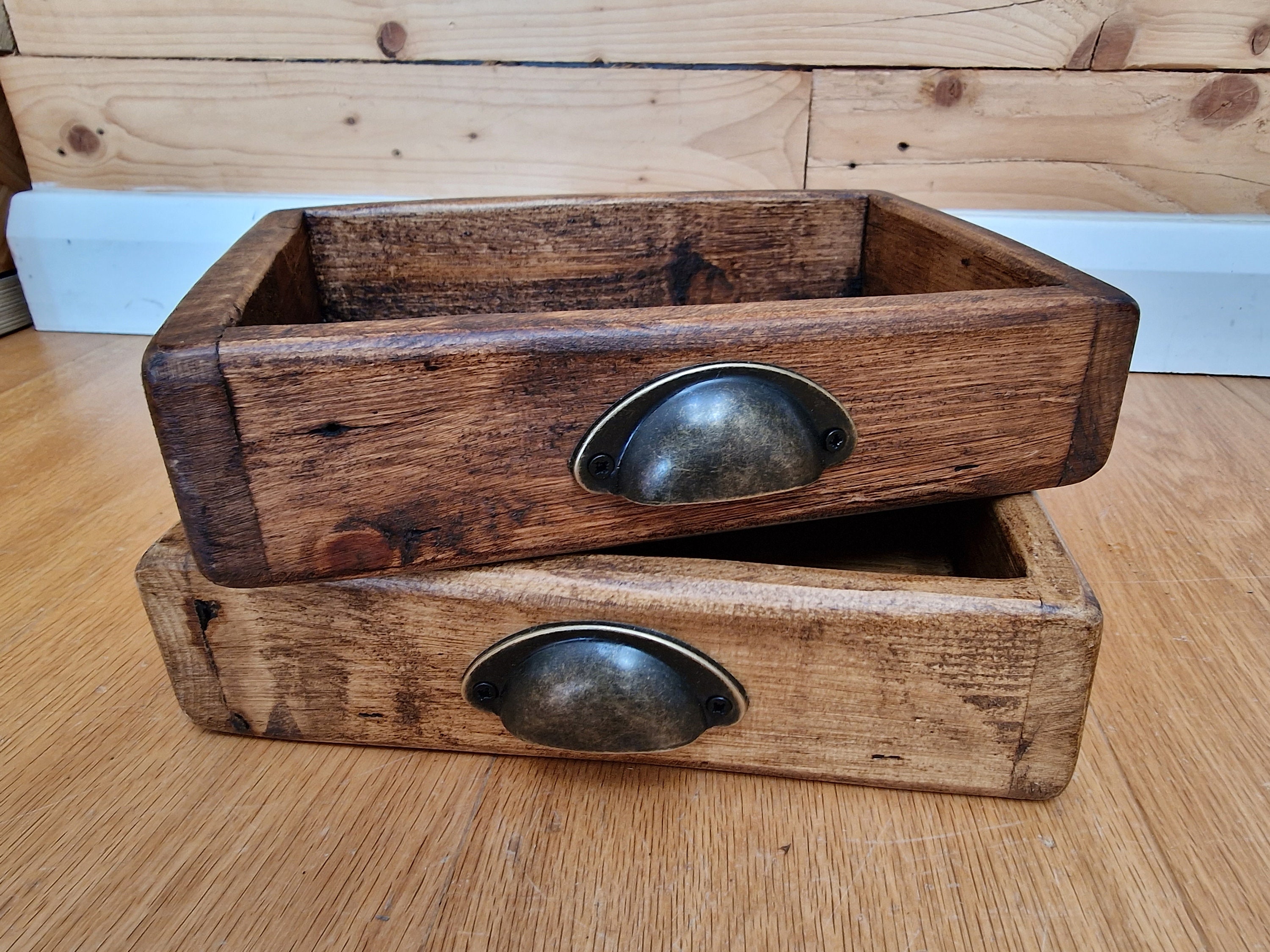 Rustic Reclaimed Wooden Storage Tray / Office Tray / Tea Coffee Tray ...
