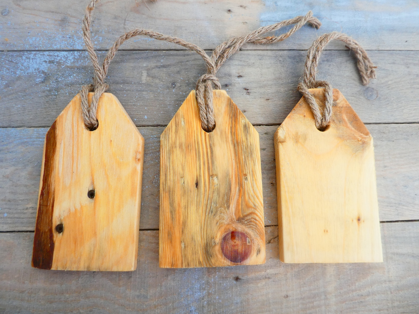 Set of 3 Reclaimed Wooden Tags / Distressed Home Decor / Wedding Decor ...
