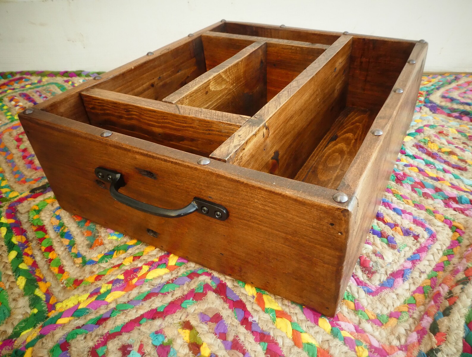 Rustic Handcrafted Wooden Kitchen Caddy / Table Tidy / Tableware ...