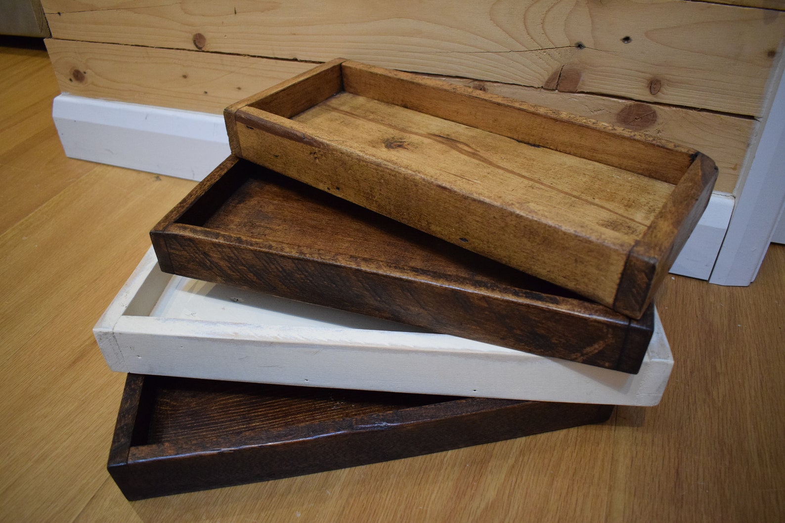Shallow Reclaimed Wood Tray / Bathroom Tray / Tea Tray / - Etsy UK