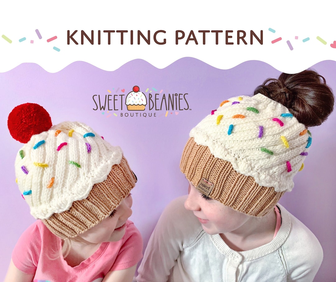 Knit Cupcake Hat Knitting Pattern: Newborn to Adult Sizes (PDF Download ...