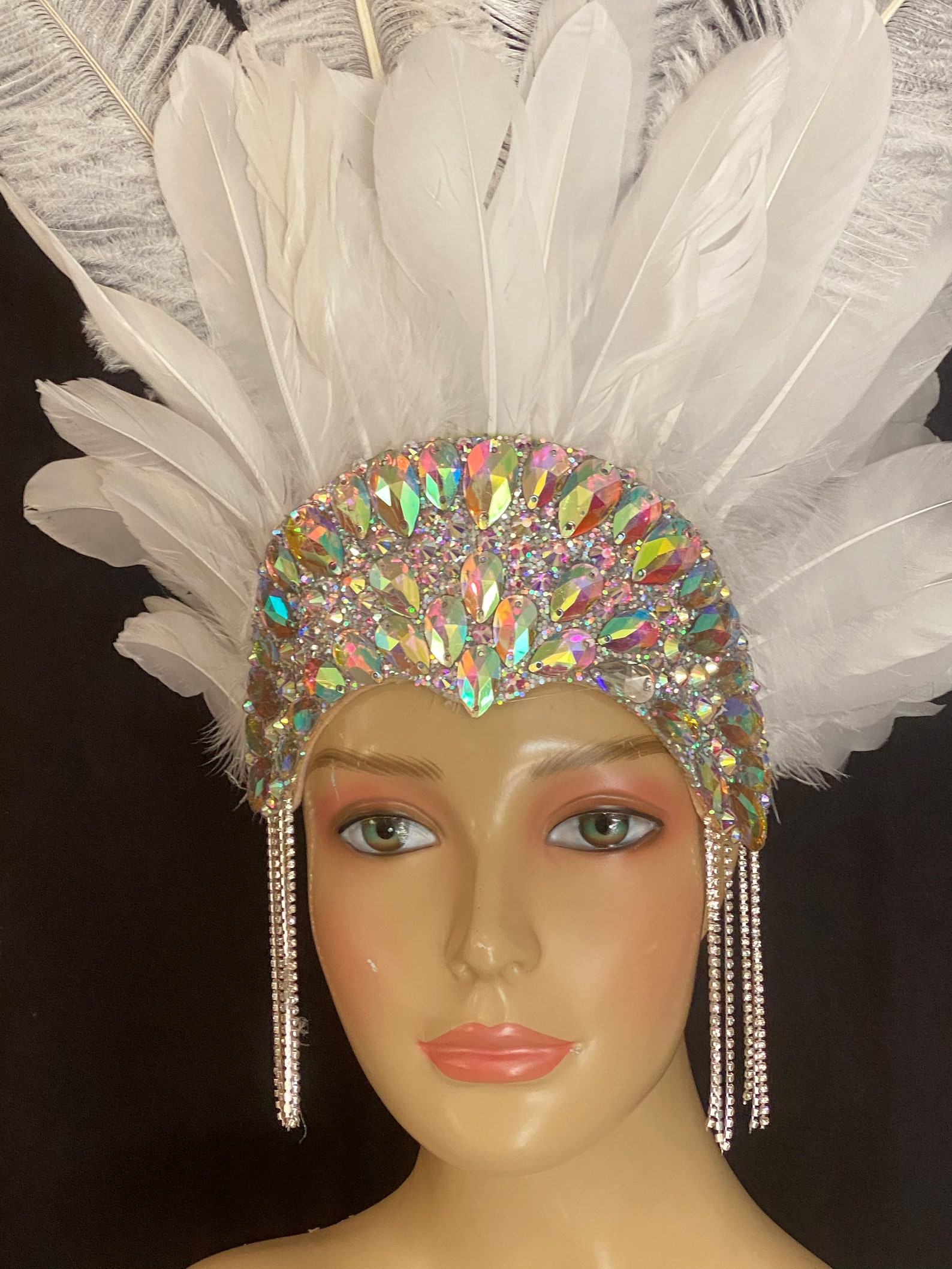 Iridescent Crown Headdress With Collar Samba Costume Feather Piece ...