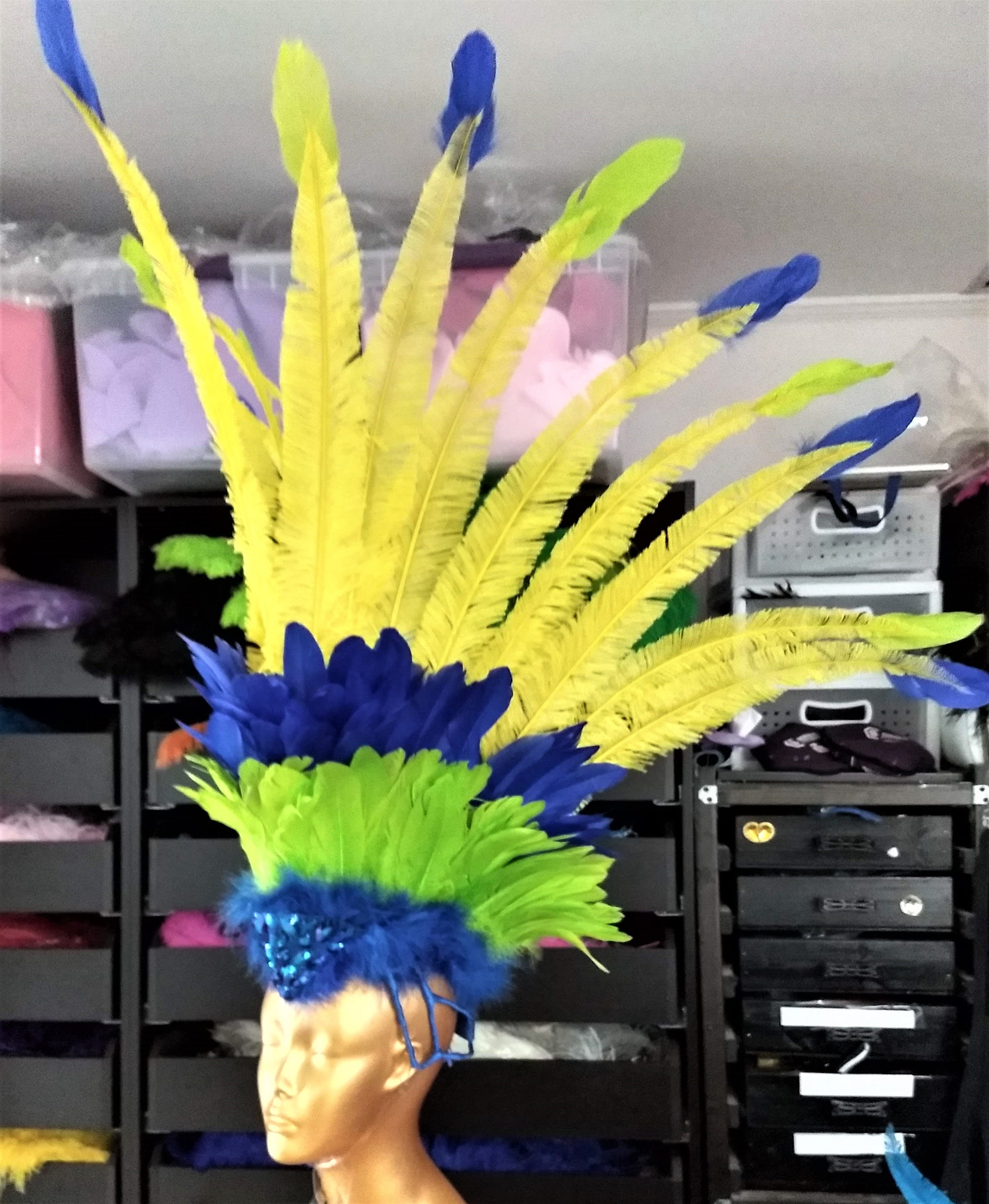 Feather Mohawk Headdress Head Piece Carnival Samba Costume Rio - Etsy