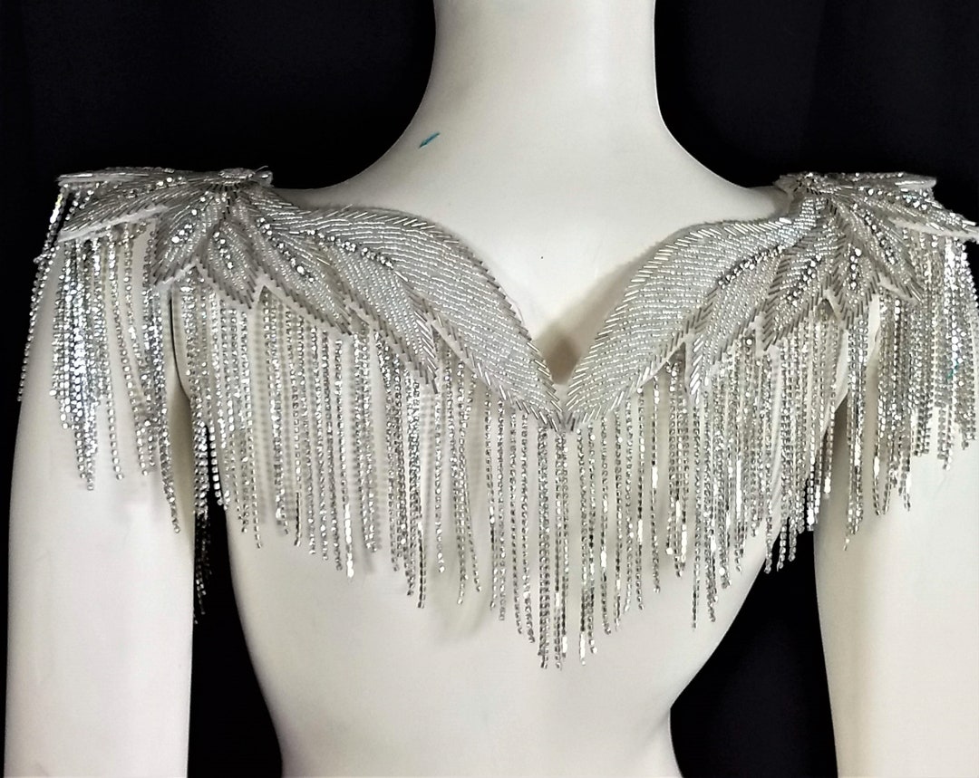Rhinestone Clear Crystal Beaded Epaulet Bridal Jewelry Accessories ...