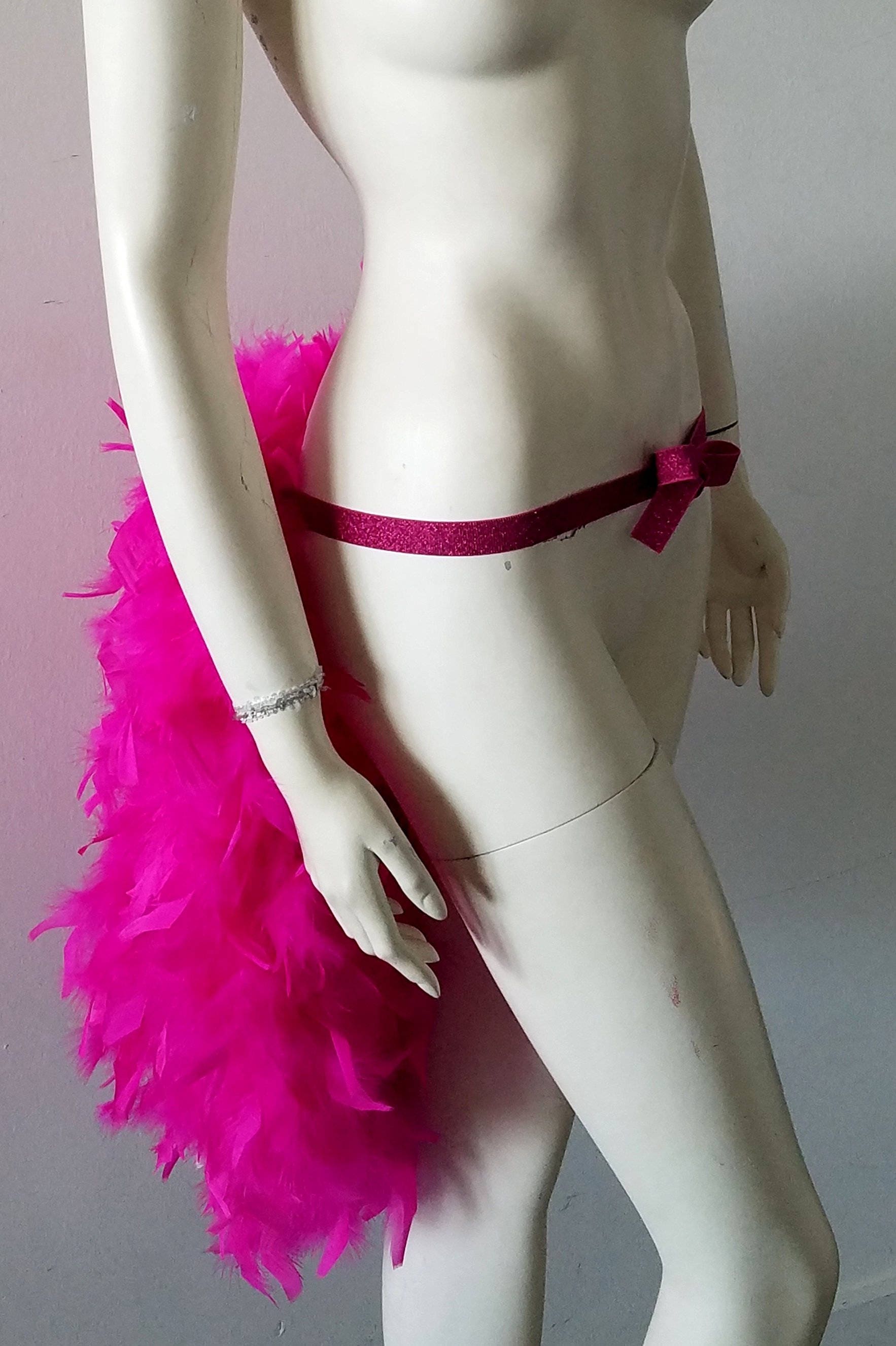 Hot Pink Thick Feather Tail Fan Tail Back Cover Feather Bustle - Etsy