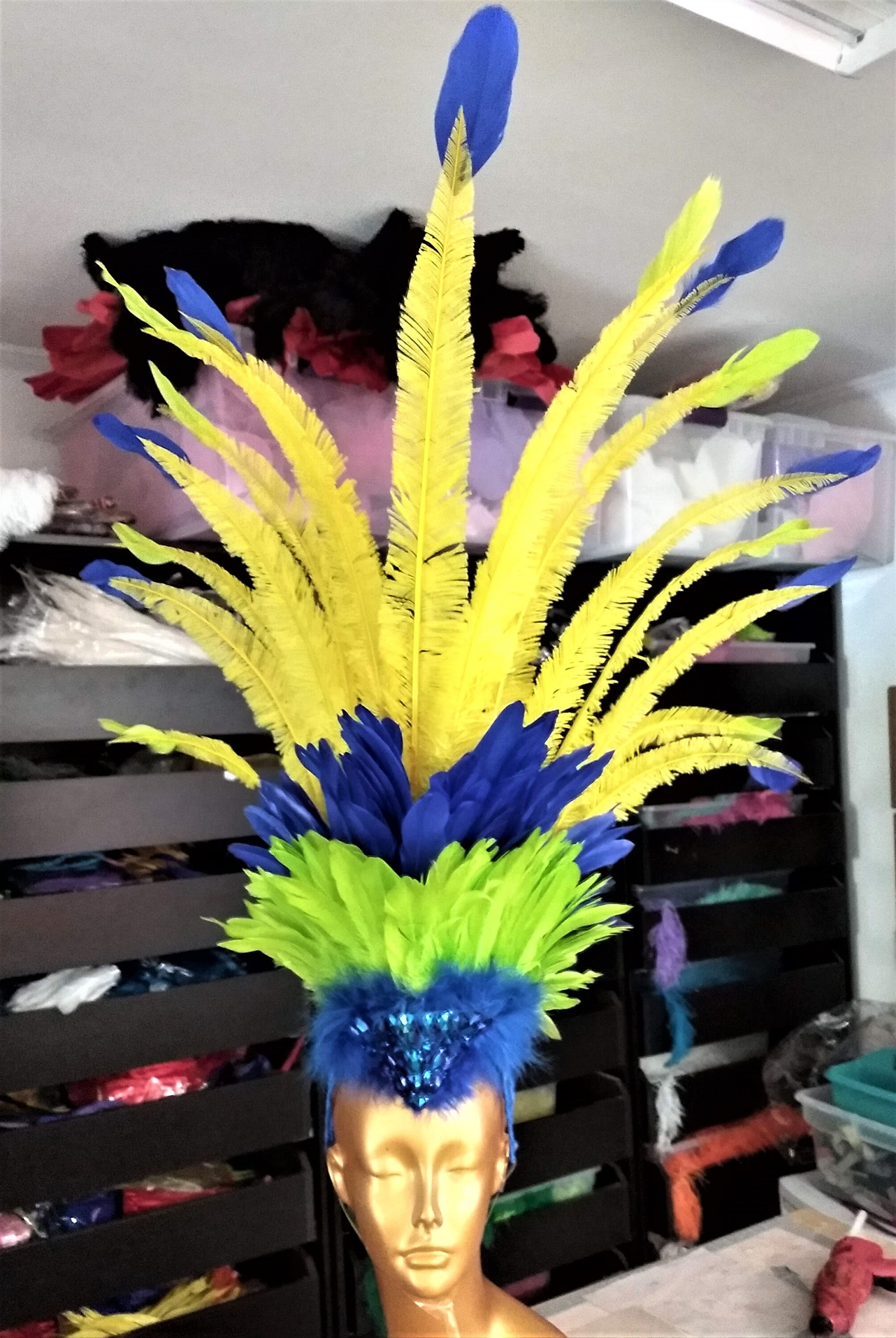 Feather Mohawk Headdress Head Piece Carnival Samba Costume Rio - Etsy