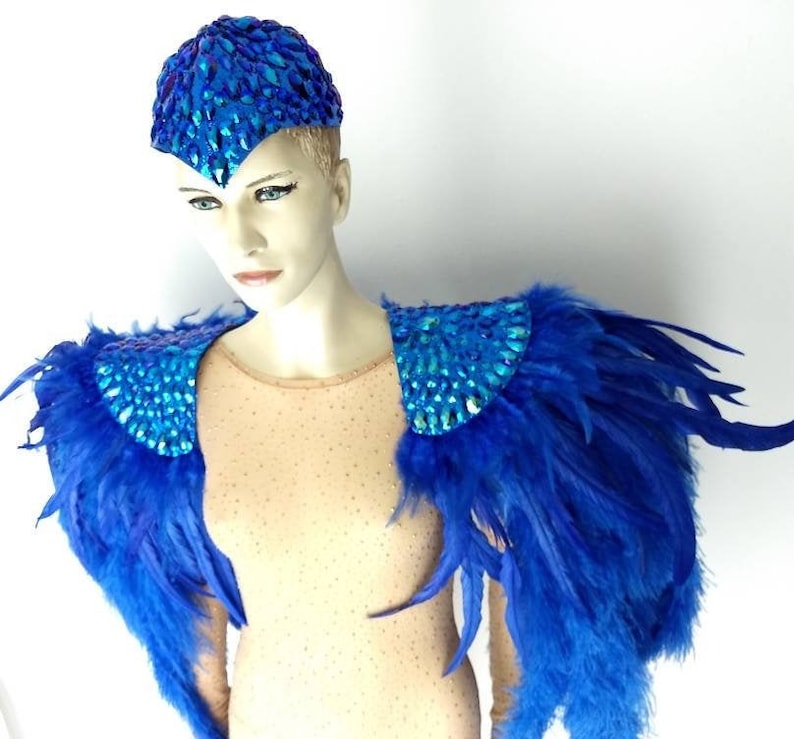 Royal Blue Epaulet Shoulder Piece Angel Wings Feather Ostrich - Etsy