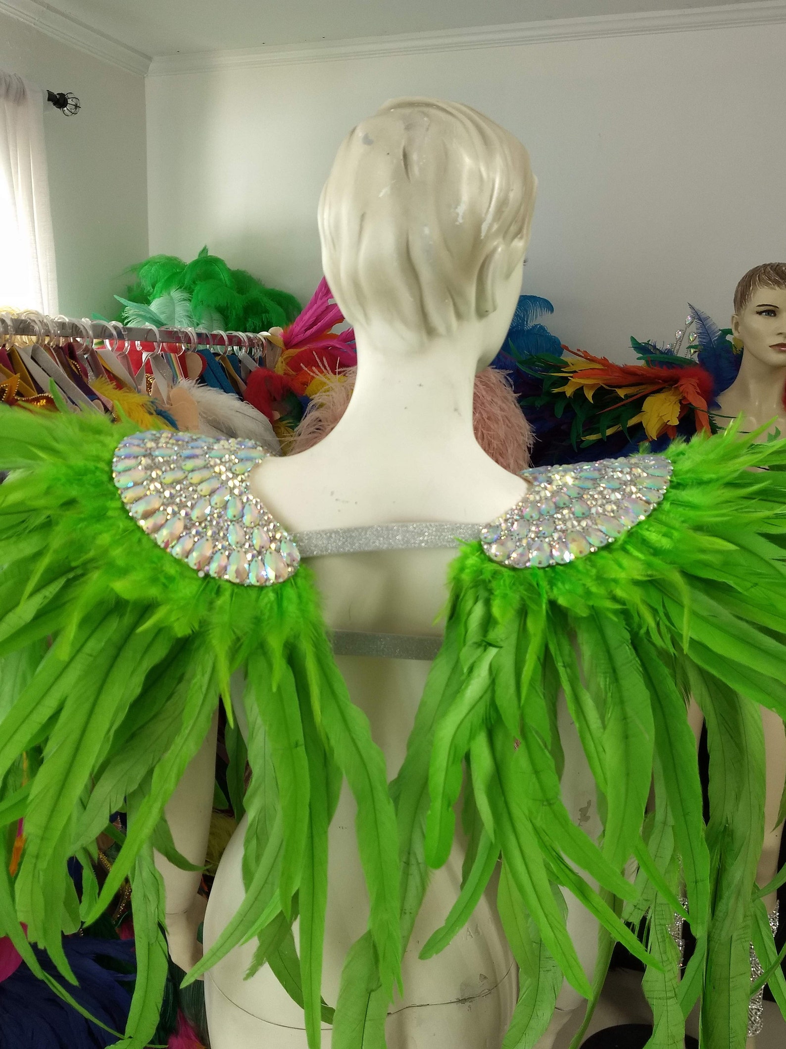 Big Crystal Rhinestone Epaulet Shoulder Piece Angel Wings Feather ...