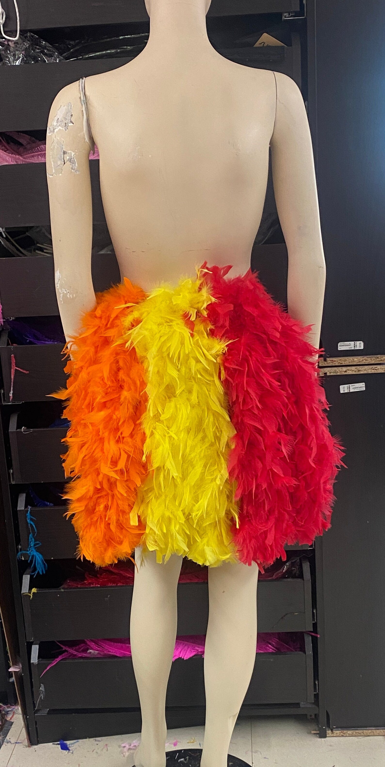 Phoenix Colors Red and Orange Feathers on a Gold Sequin - Etsy