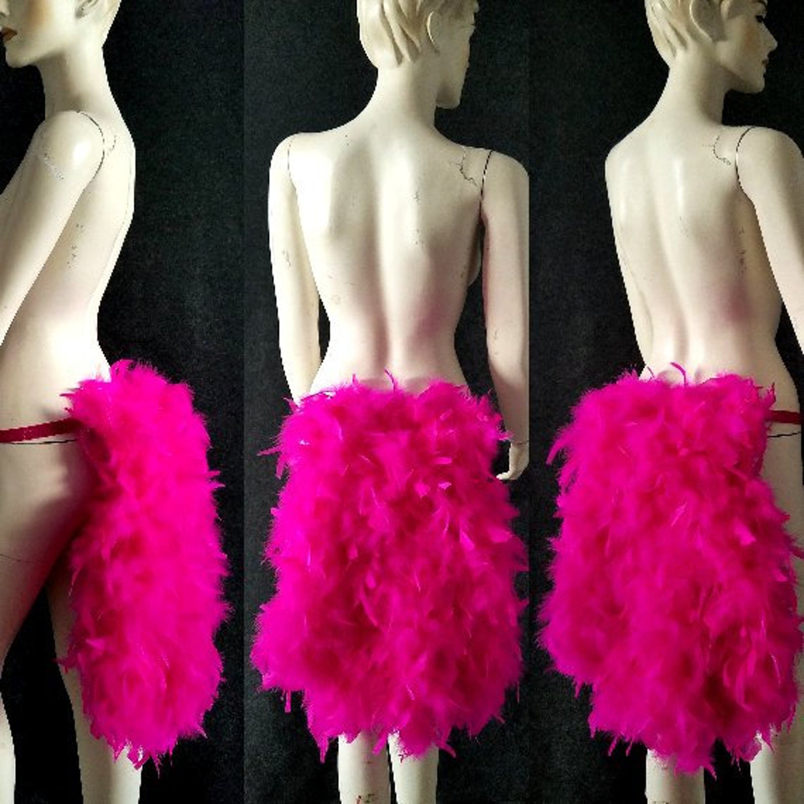 Hot Pink Thick Feather Tail Fan Tail Back Cover Feather Bustle - Etsy