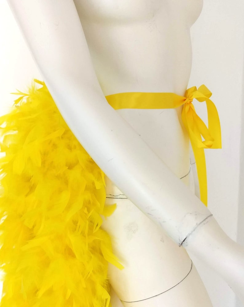 Yellow Economical Feather Tail Fan Tail Back Bustle Boa Tutu Costume ...