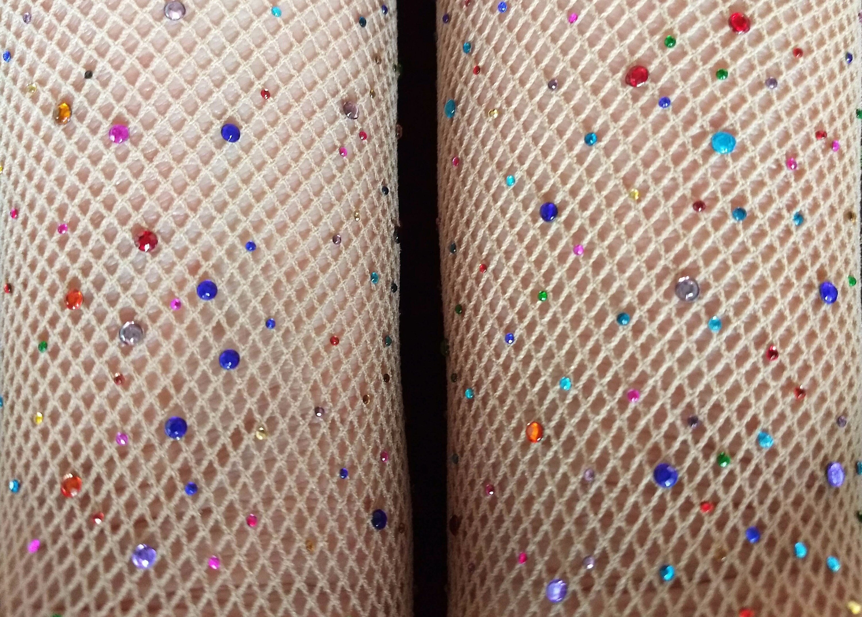 Nude Fishnet Heavily Decorated Handmade Multi Color Rhinestone | Etsy