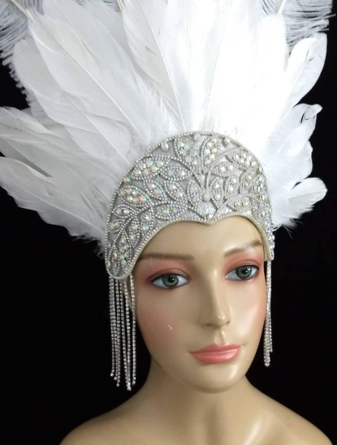 White Feather Headdress Samba Costume Feather Fantasy Fest Carnival ...