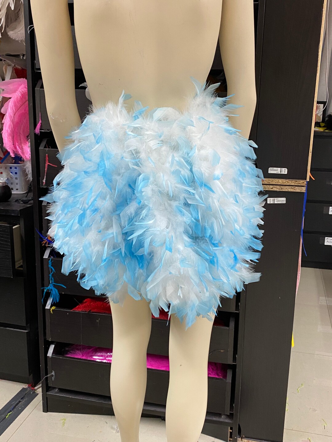 Tip Colored Economical Feather Tail Fan Tail Back Bustle Boa Tutu ...