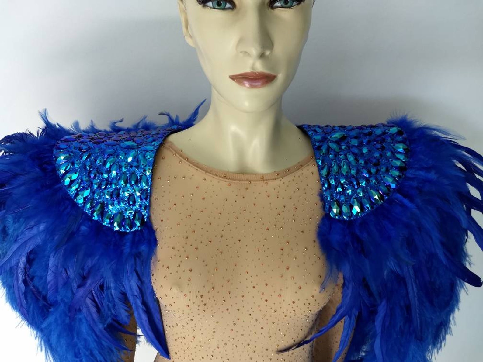Royal Blue Epaulet Shoulder Piece Angel Wings Feather Ostrich - Etsy