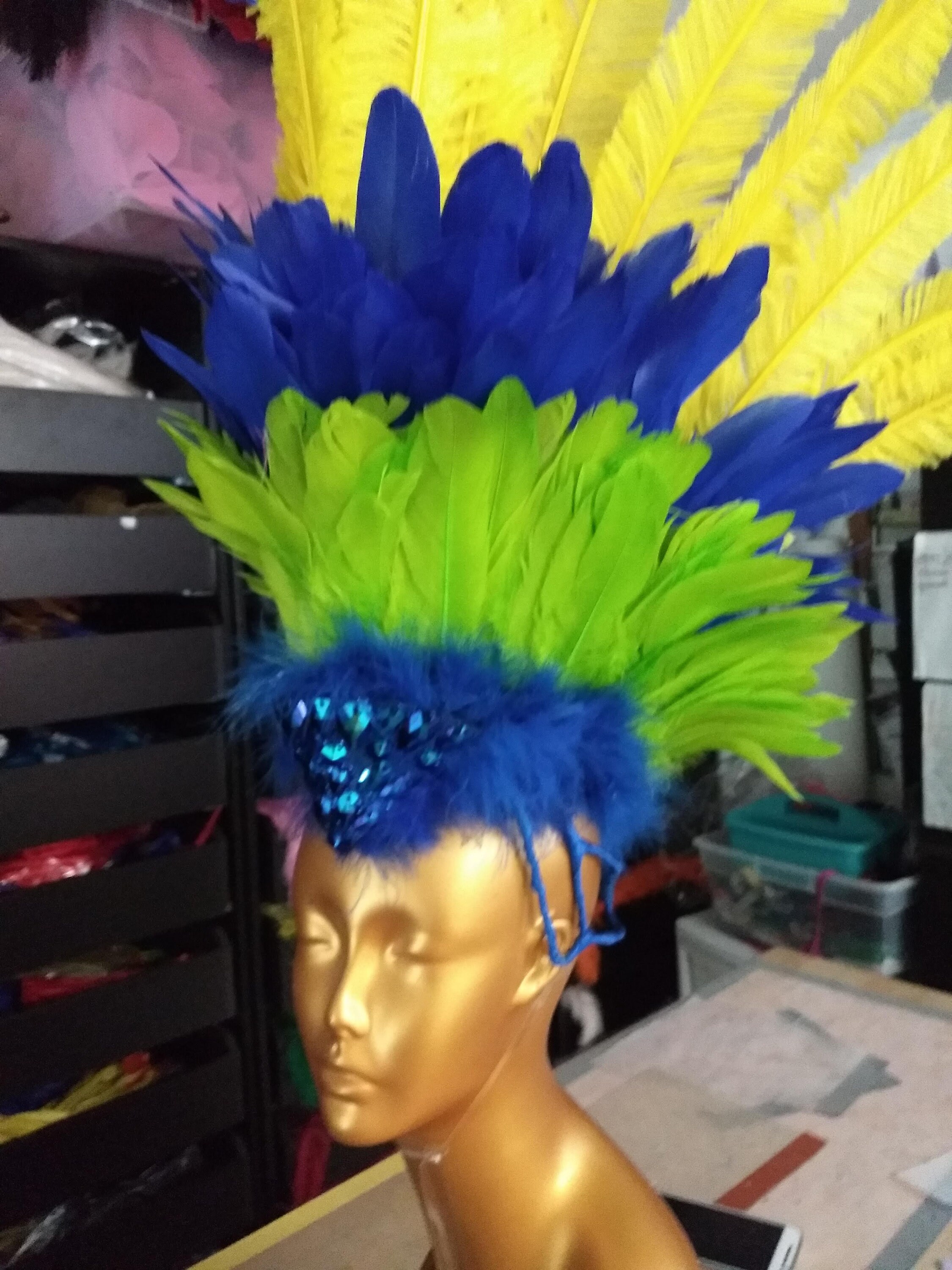 Feather Mohawk Headdress Head Piece Carnival Samba Costume Rio Showgirl ...