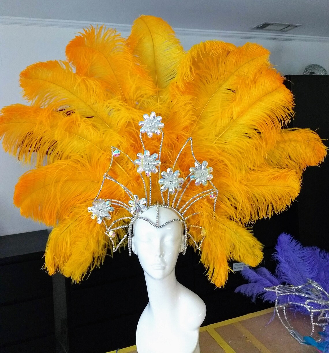 Large Samba headdress feather Piece Fantasy Fest Carnival | Etsy