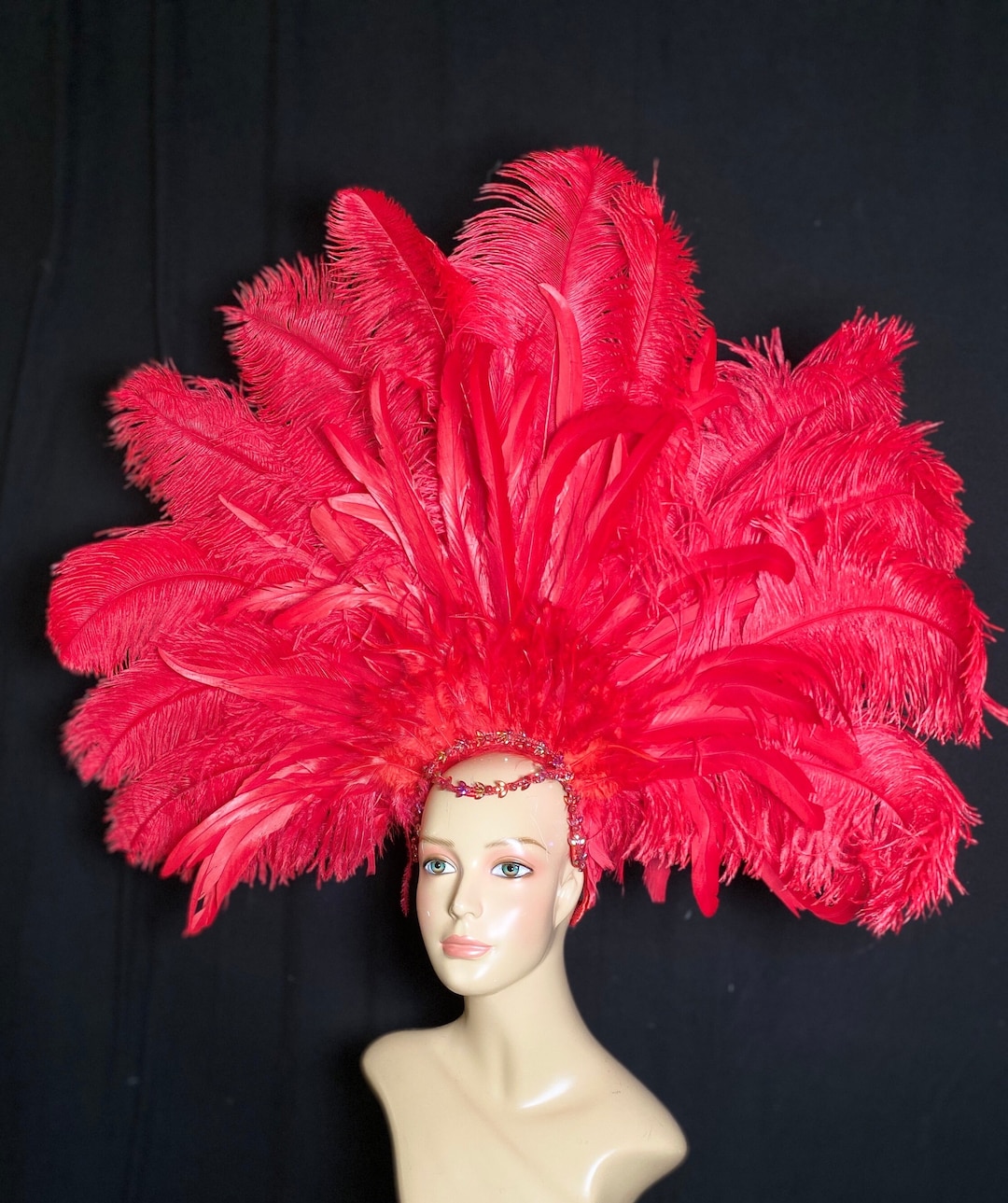 Hello Dolly Inspired Large Wire Frame Red Ostrich Feather Headdress - Etsy