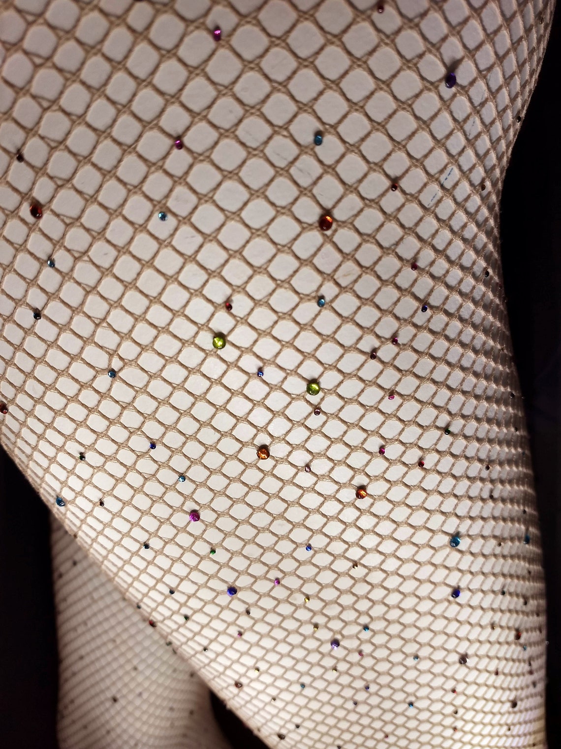 Nude Fishnet Heavily Decorated Handmade Multi Color Rhinestone - Etsy