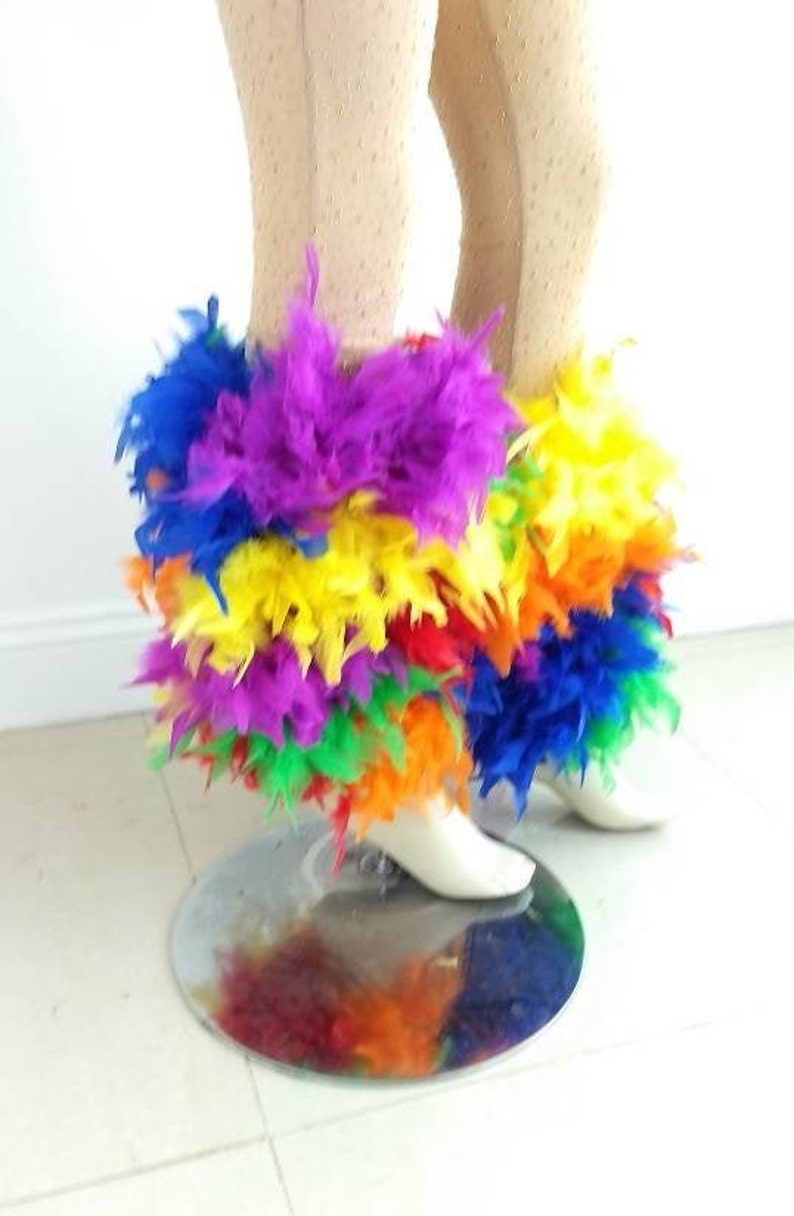 Rainbow Carnival Samba Costume leg pieces leg cuffs feathers | Etsy