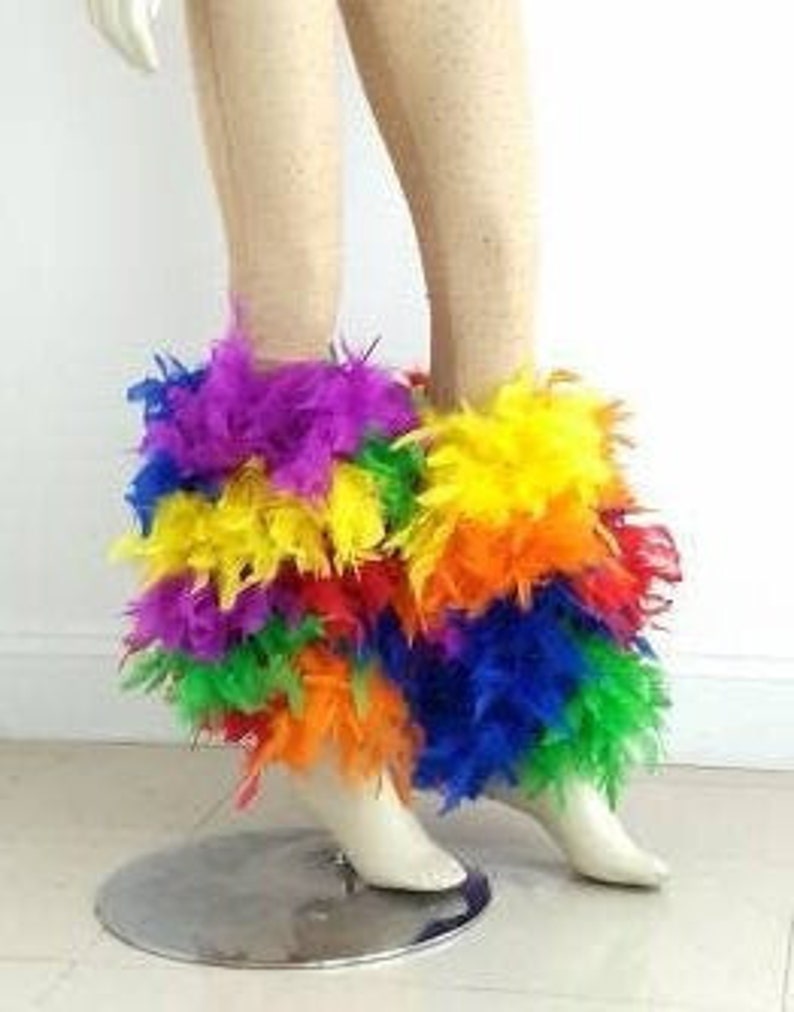 Rainbow Carnival Samba Costume Leg Pieces Leg Cuffs Feathers - Etsy