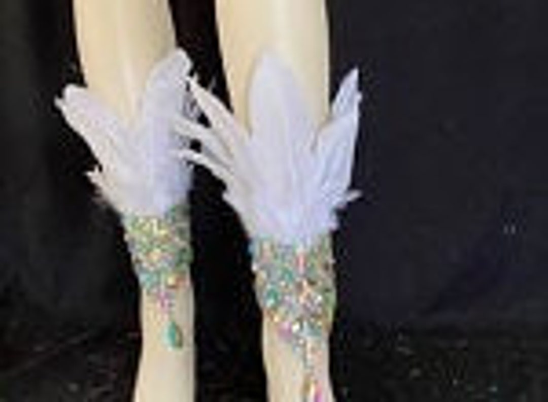 White Feathers Rhinestone Leg Pieces or Arm Wrist Piece - Etsy
