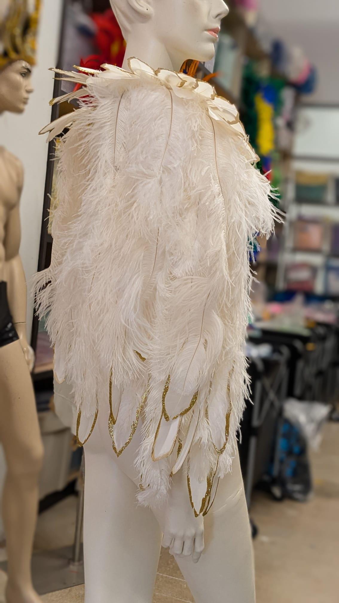 Off-white Epaulet Shoulder Piece Angel Wings Feather Ostrich Fantasy ...