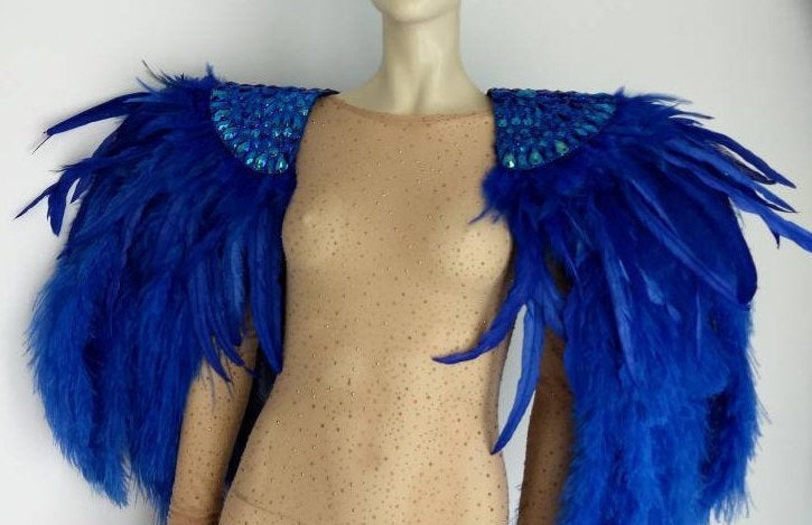 Royal Blue Epaulet Shoulder Piece Angel Wings Feather Ostrich - Etsy