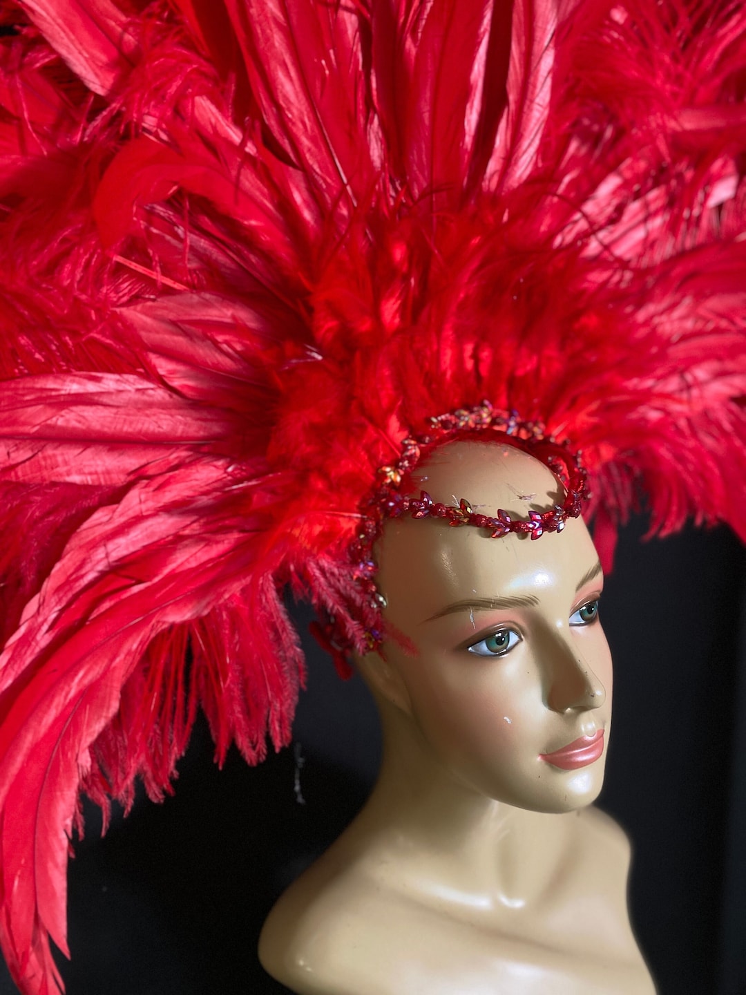 Hello Dolly Inspired Large Wire Frame Red Ostrich Feather Headdress - Etsy