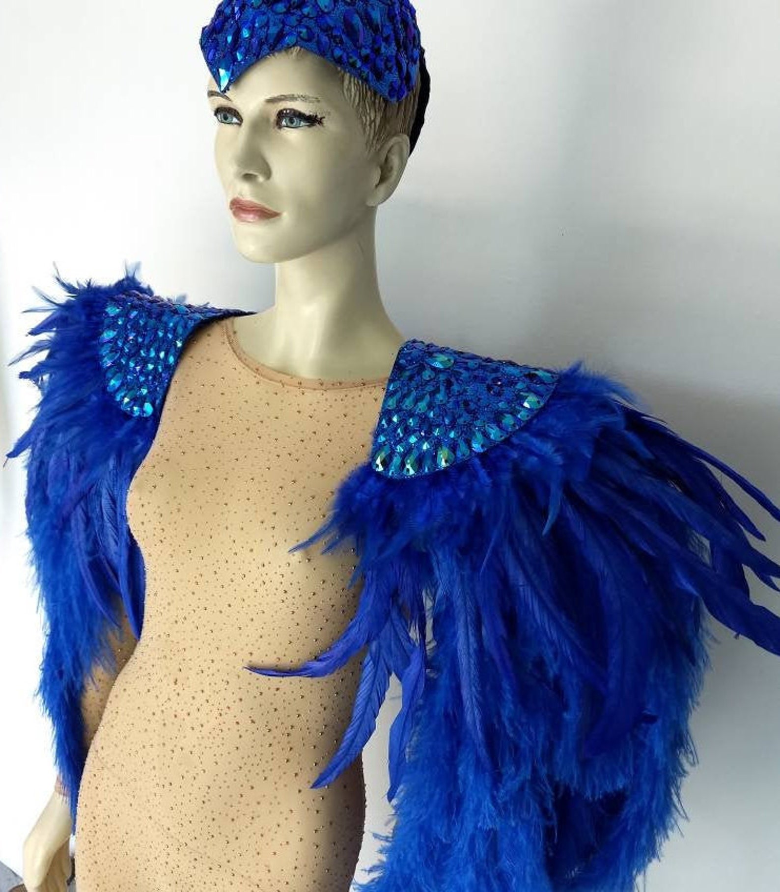 Royal Blue Epaulet Shoulder Piece Angel Wings Feather Ostrich - Etsy