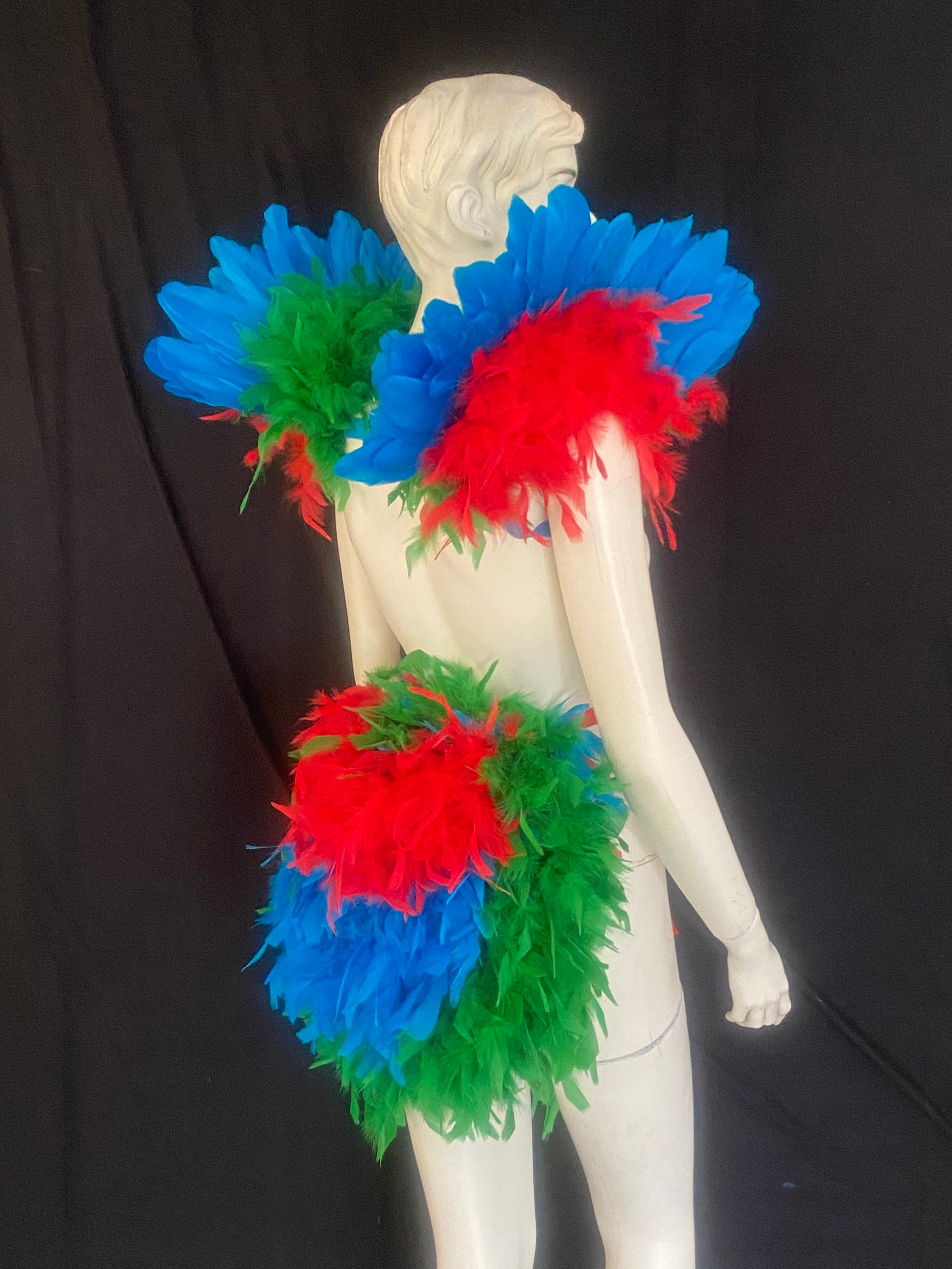 Parrot Macaw Costume Wings and Tail Green Blue and Red Simple | Etsy
