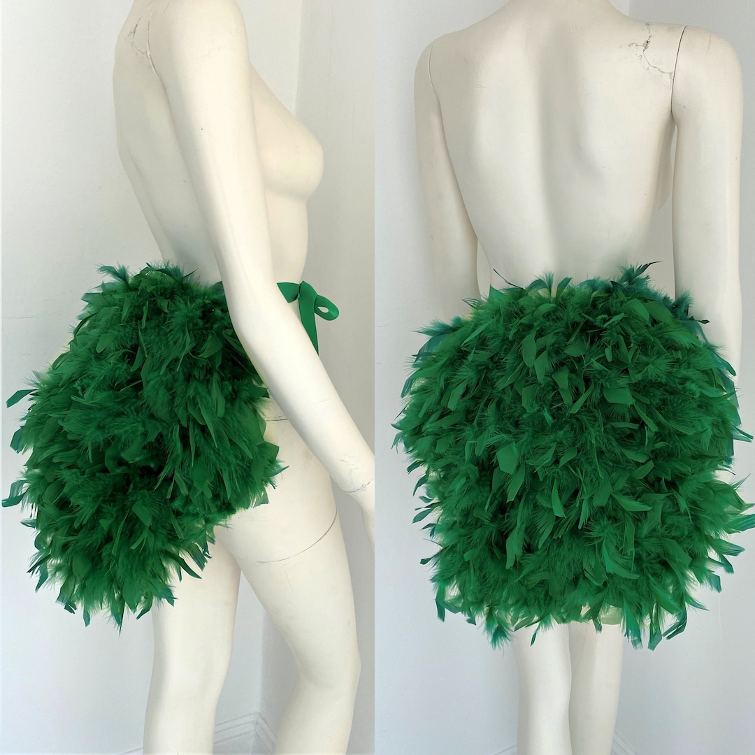 Green Simple Feather Tail Fan Tail Back Bustle Boa Tutu Costume ...