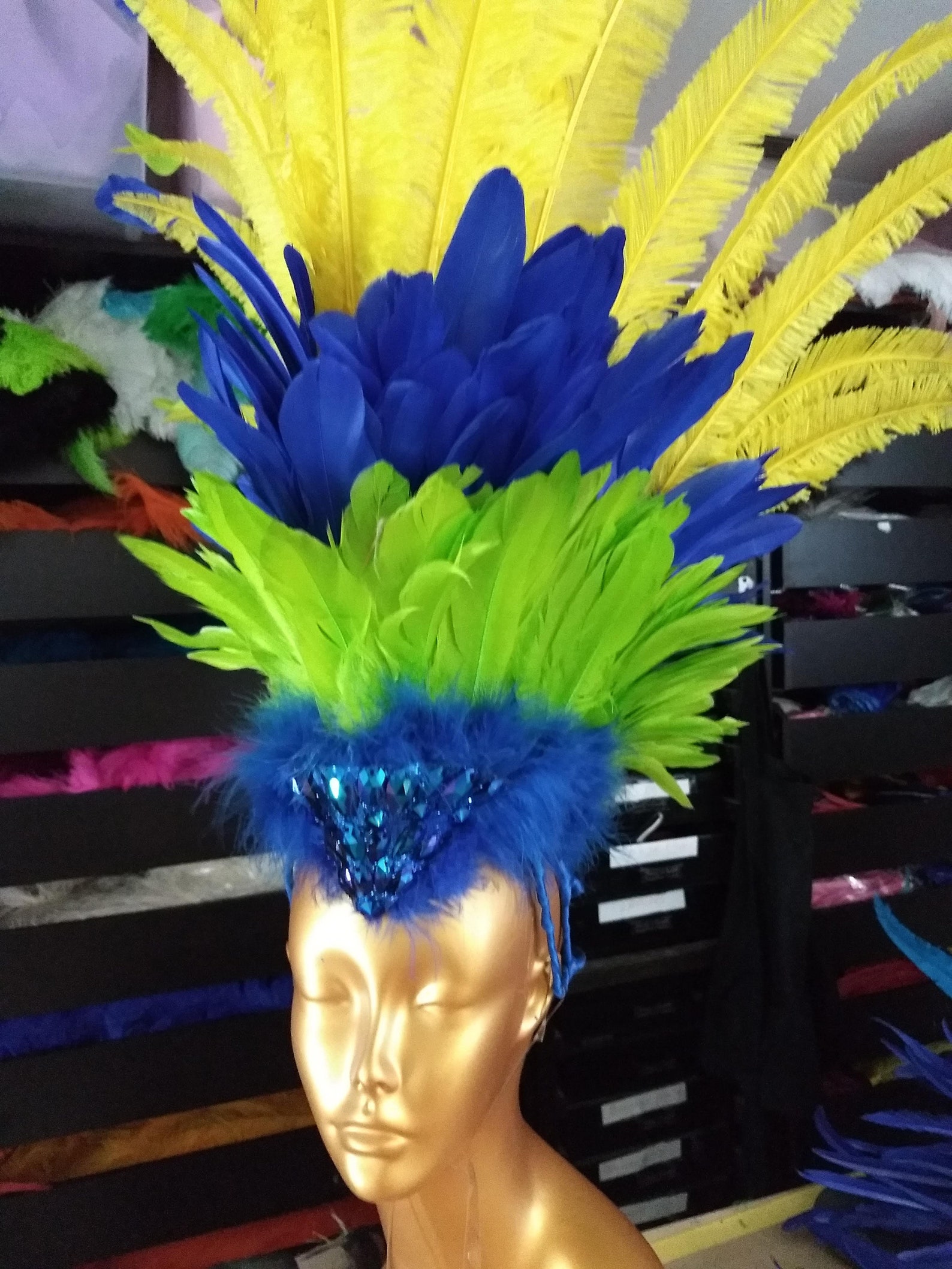 Feather Mohawk Headdress Head Piece Carnival Samba Costume Rio - Etsy
